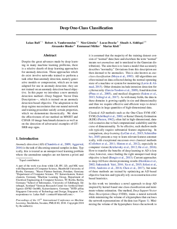 (PDF) Deep One-Class Classification