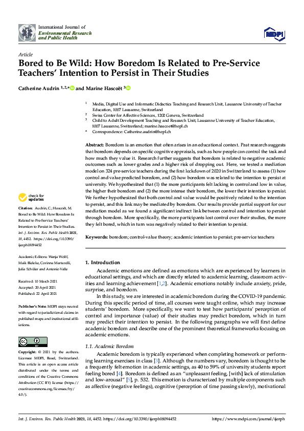 (PDF) Bored to Be Wild: How Boredom Is Related to Pre-Service Teachers ...