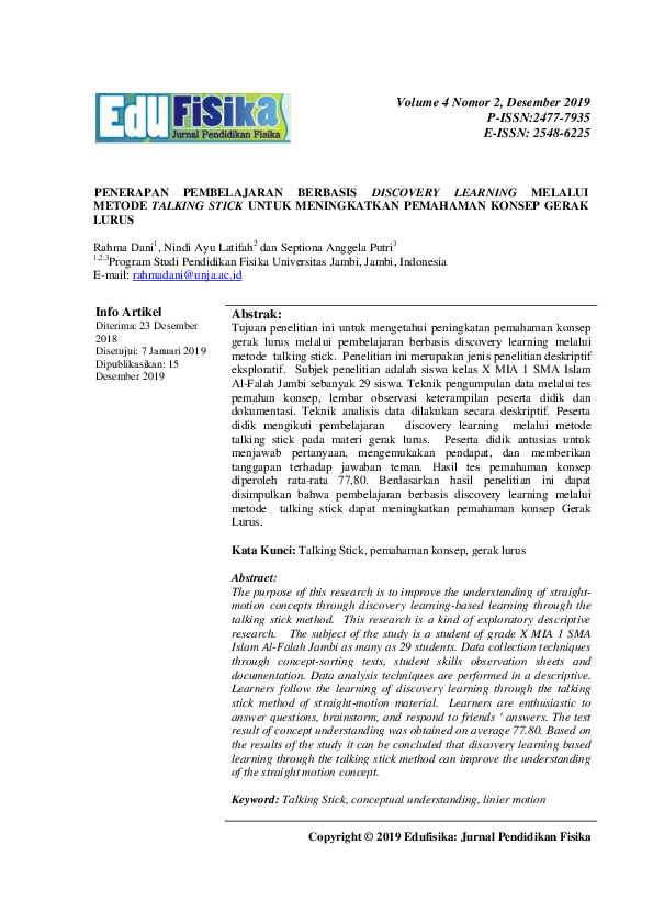(PDF) Penerapan Pembelajaran Berbasis Discovery Learning Melalui Metode ...