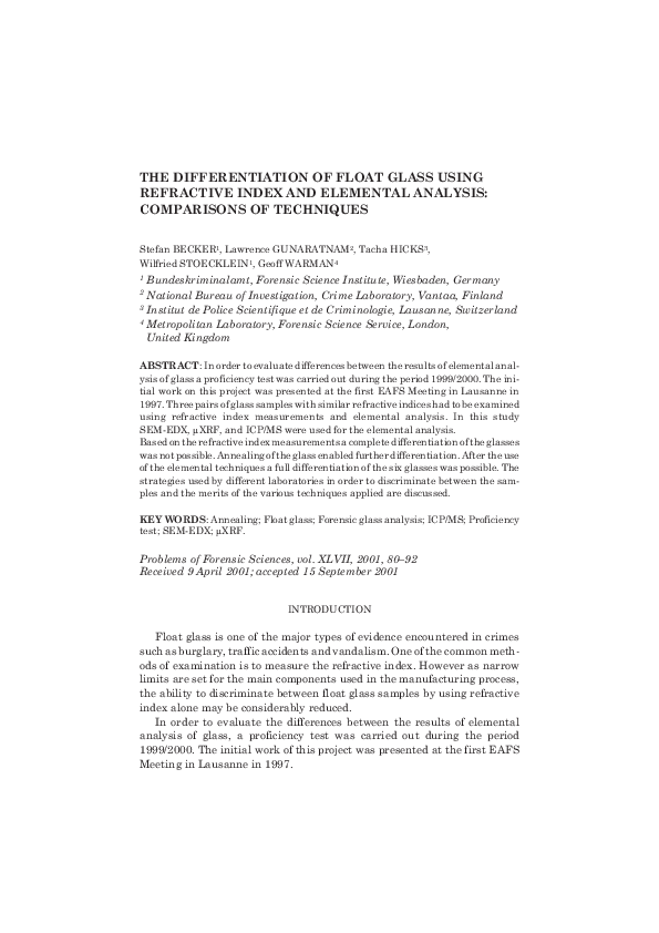 (PDF) The Differentiation of Float Glass Using Refractive Index and ...