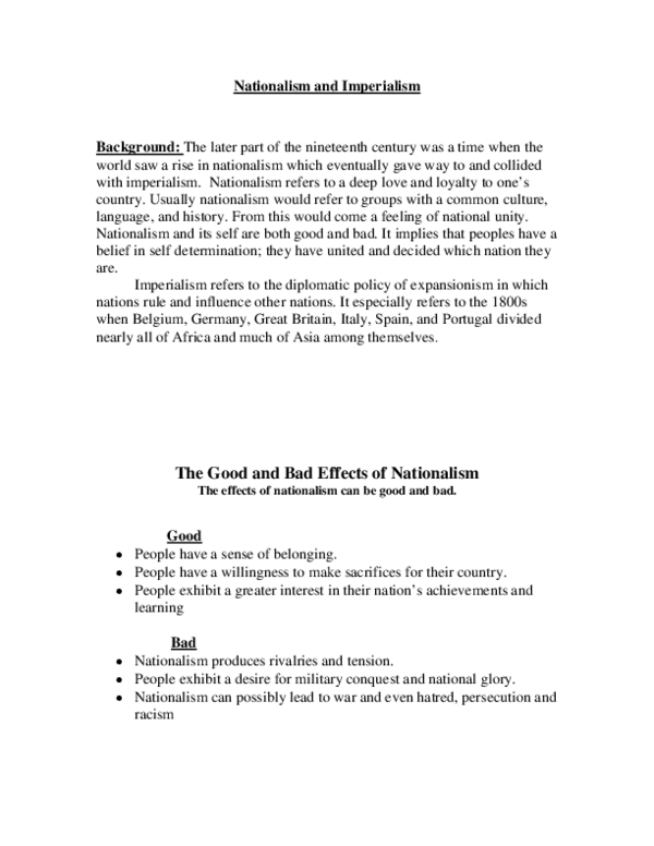 (PDF) Nationalism and imperialism