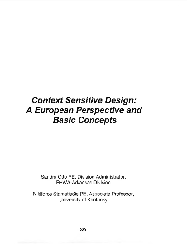 (PDF) Context Sensitive Design: A European Perspective and Basic Concepts
