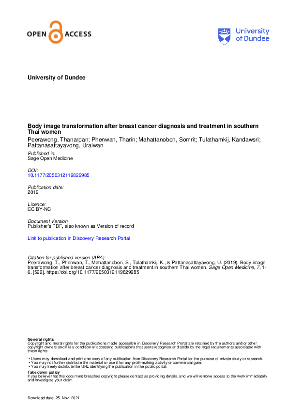 (PDF) Body image transformation after breast cancer diagnosis and ...