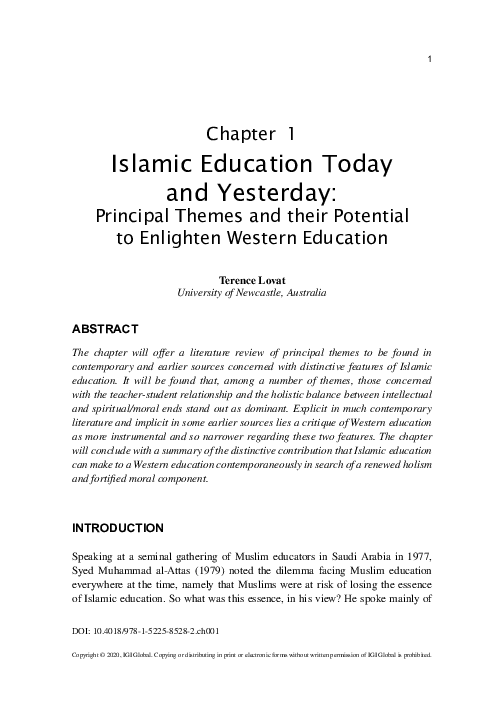 (PDF) Islamic Education Today and Yesterday