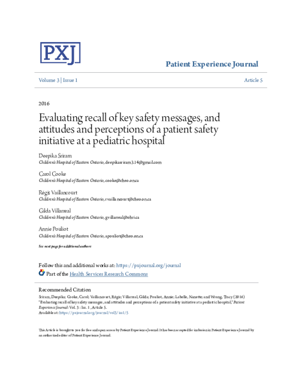 (PDF) Evaluating recall of key safety messages, and attitudes and ...
