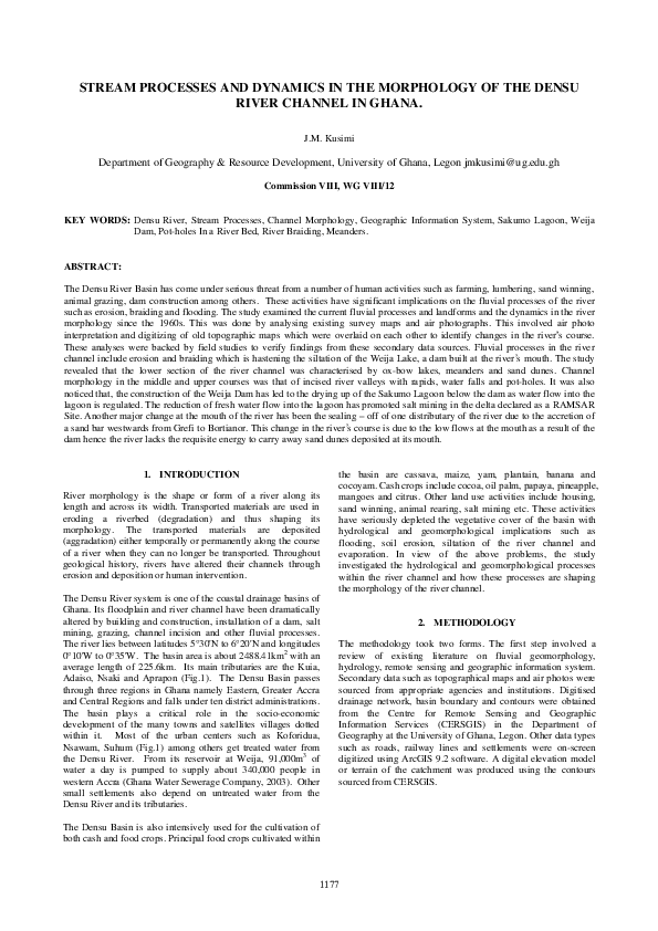 (PDF) Stream processes and dynamics in the morphology of the densu ...