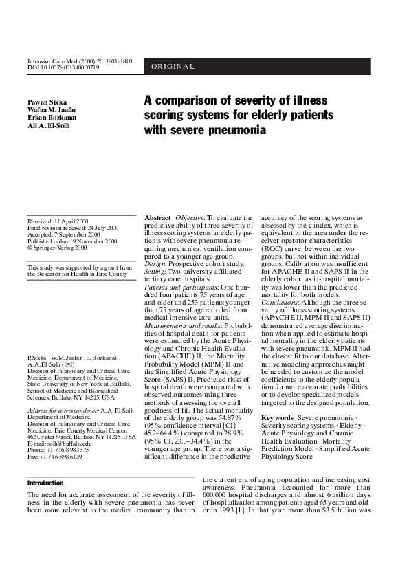 (PDF) A comparison of severity of illness scoring systems for intensive ...
