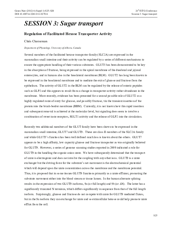 (PDF) Session 3: Sugar transport