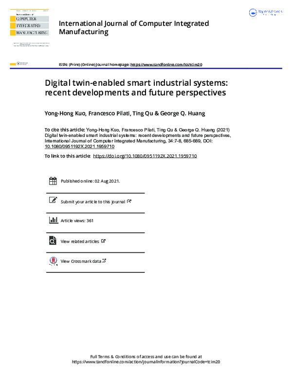 (PDF) Digital twin-enabled smart industrial systems: recent developments and future perspectives