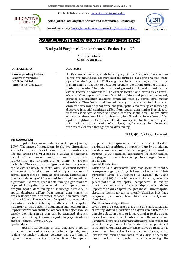 Pdf Spatial Clustering Algorithms An Overview 2874