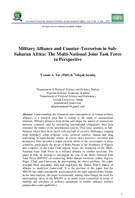 (PDF) Military Alliance and Counter-Terrorism in Sub-Saharan Africa ...