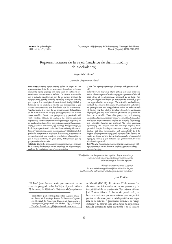 (PDF) Old Age Representation (Decrease and Growth Models)