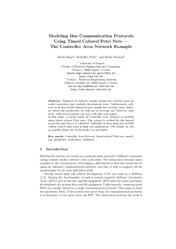 (PDF) Modeling Bus Communication Protocols Using Timed Colored Petri Nets — The Controller Area ...