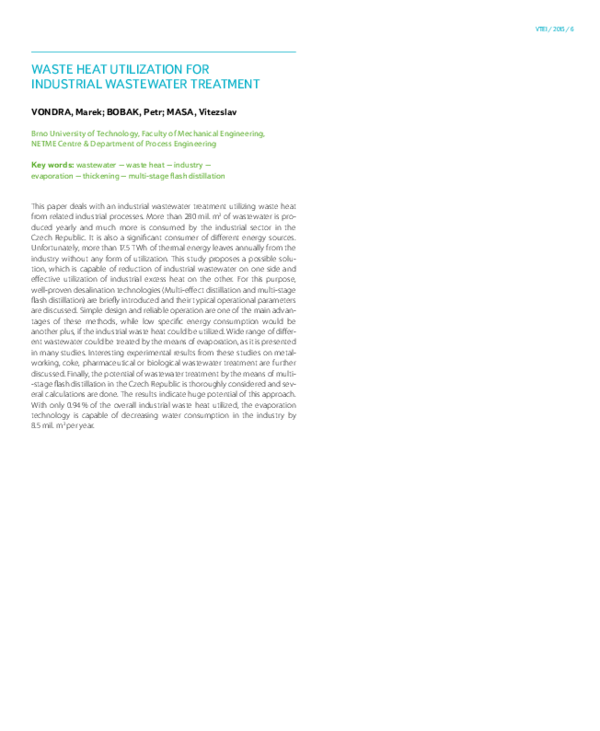 (PDF) Waste heat utilization for industrial wastewater treatment