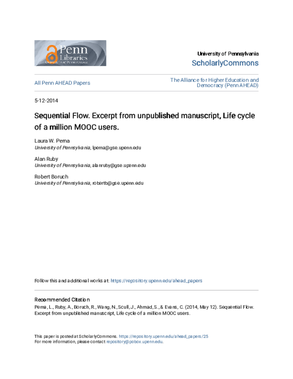 (PDF) Sequential Flow. Excerpt from unpublished manuscript, Life cycle of a million MOOC users