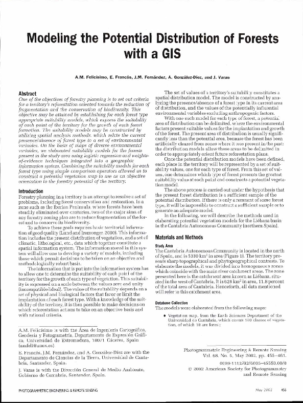 (PDF) Modeling the Potential Distribution of Forests with a GIS