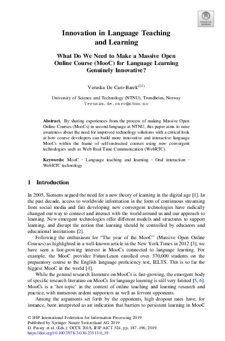 (PDF) Innovation in language teaching and learning