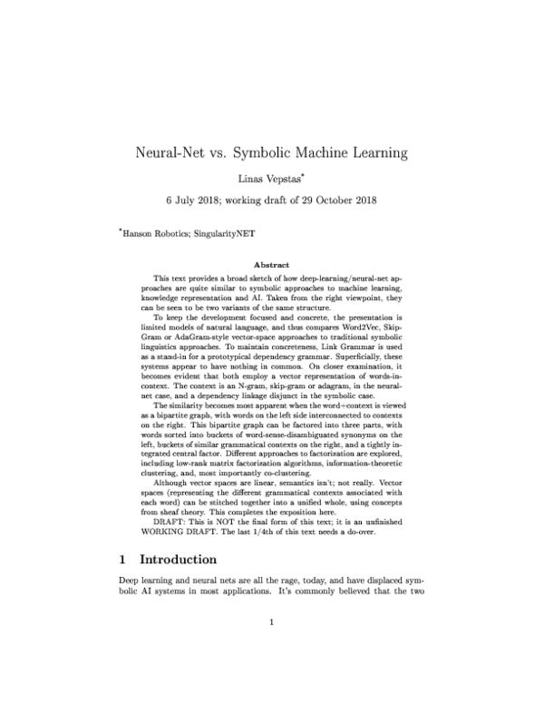 (PDF) Neural-Net vs. Symbolic Machine Learning