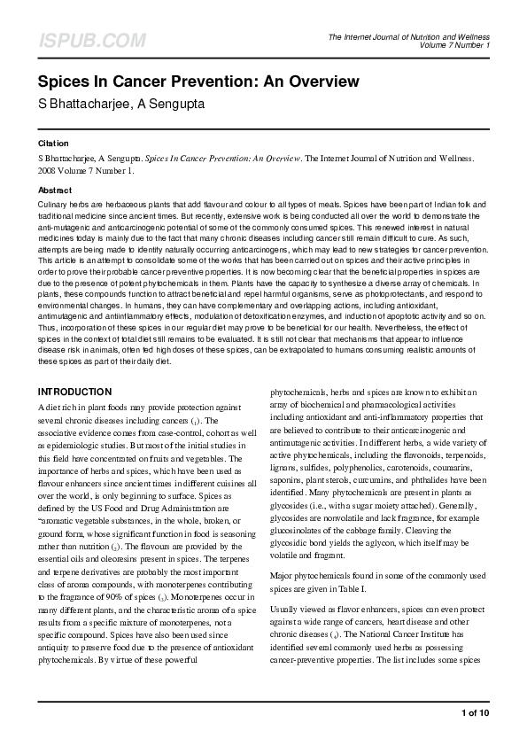 (PDF) Spices in cancer Prevention: An overview