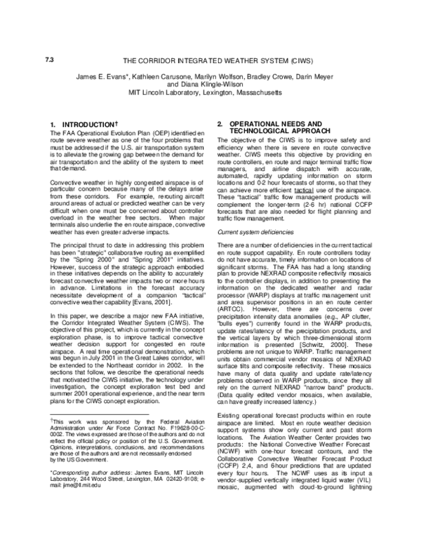 (PDF) The Corridor Integra Ted Weather System (Ciws)