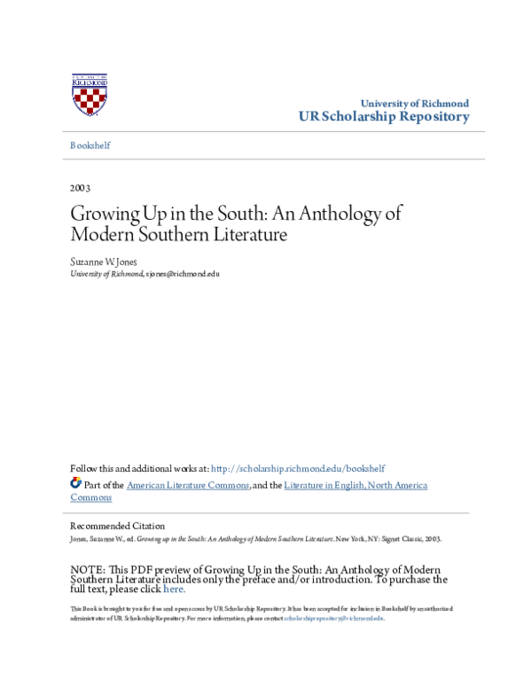(PDF) Growing Up in the South: An Anthology of Modern Southern Literature