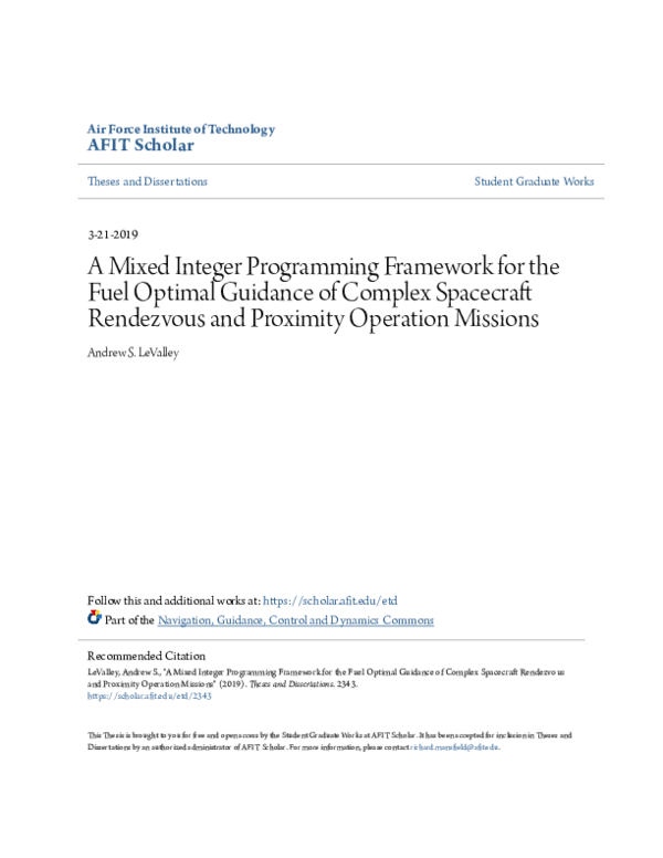 (PDF) A Mixed Integer Programming Framework for the Fuel Optimal Guidance of Complex Spacecraft ...