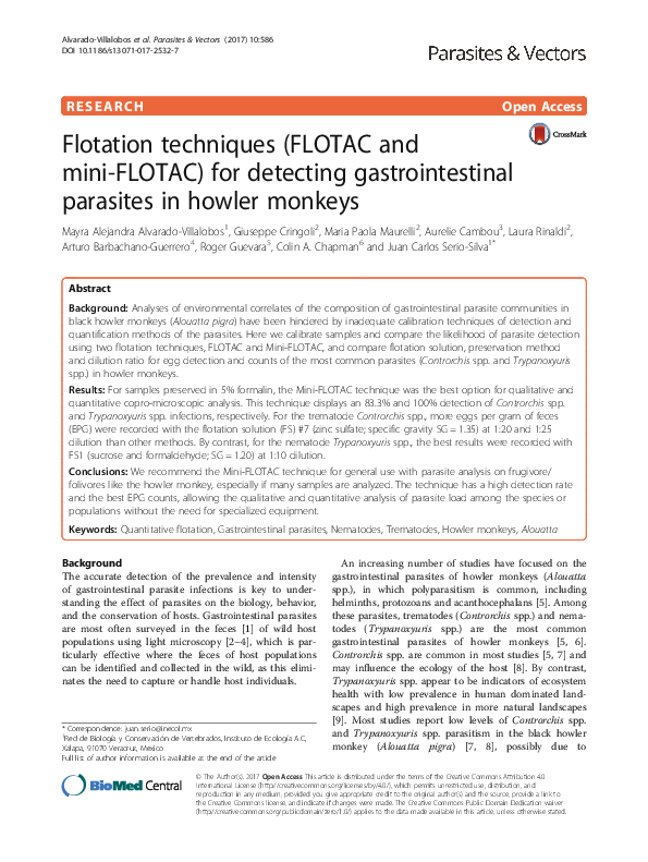(PDF) Flotation techniques (FLOTAC and mini-FLOTAC) for detecting ...