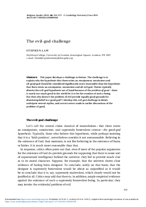 (PDF) The evil-god challenge