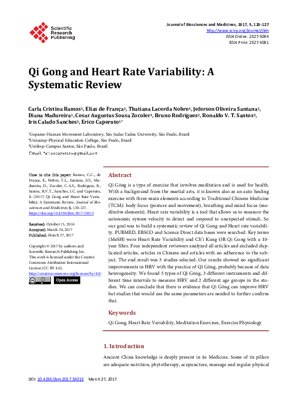 (PDF) Heart Rate Variability : A Systematic Review