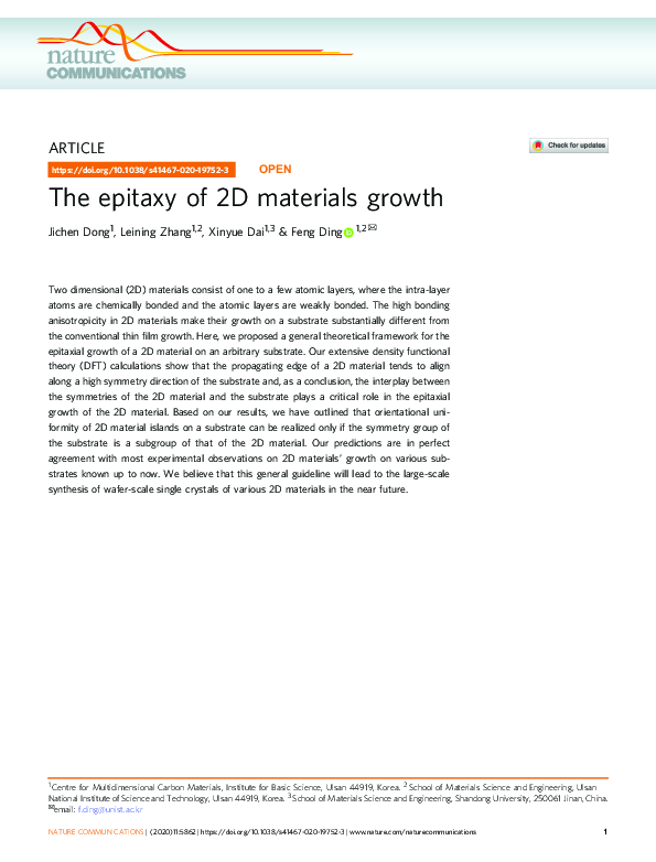 (PDF) The epitaxy of 2D materials growth