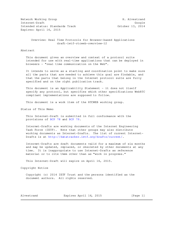 Pdf Overview Real Time Protocols For Browser Based Applications