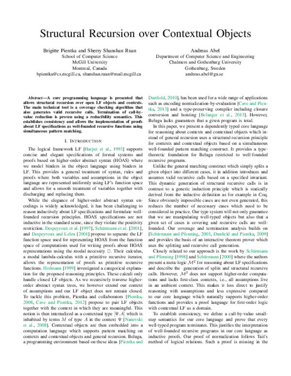(PDF) Structural recursion over contextual objects