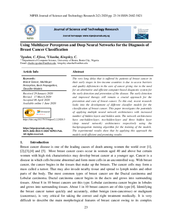 Pdf Using Multilayer Perceptron And Deep Neural Networks For The