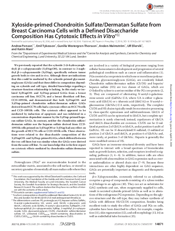 (PDF) Xyloside-primed chondroitin sulfate/dermatan sulfate from breast ...