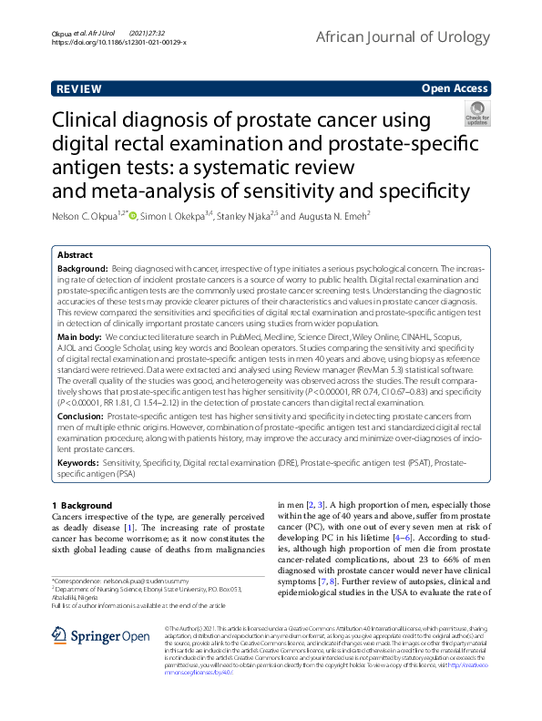 (PDF) Clinical diagnosis of prostate cancer using digital rectal ...