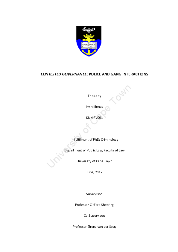 (PDF) Contested governance: police and gang interactions