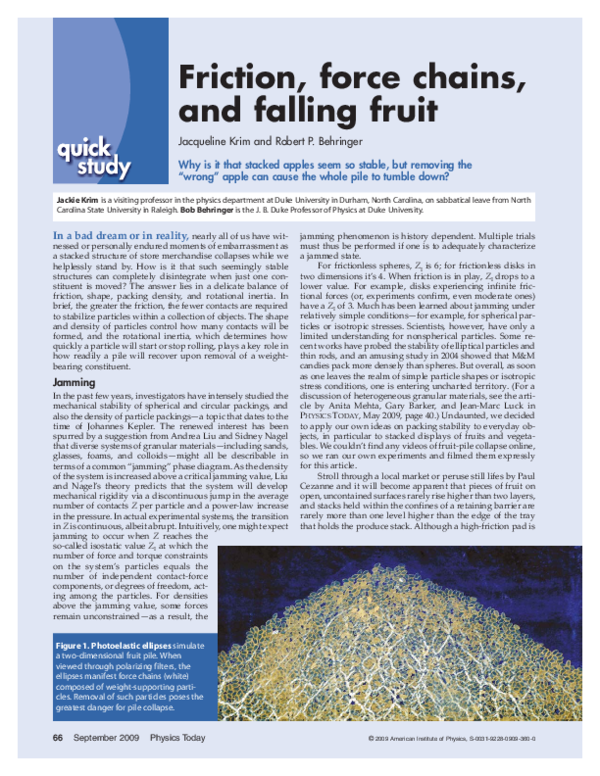 (PDF) Friction, force chains, and falling fruit