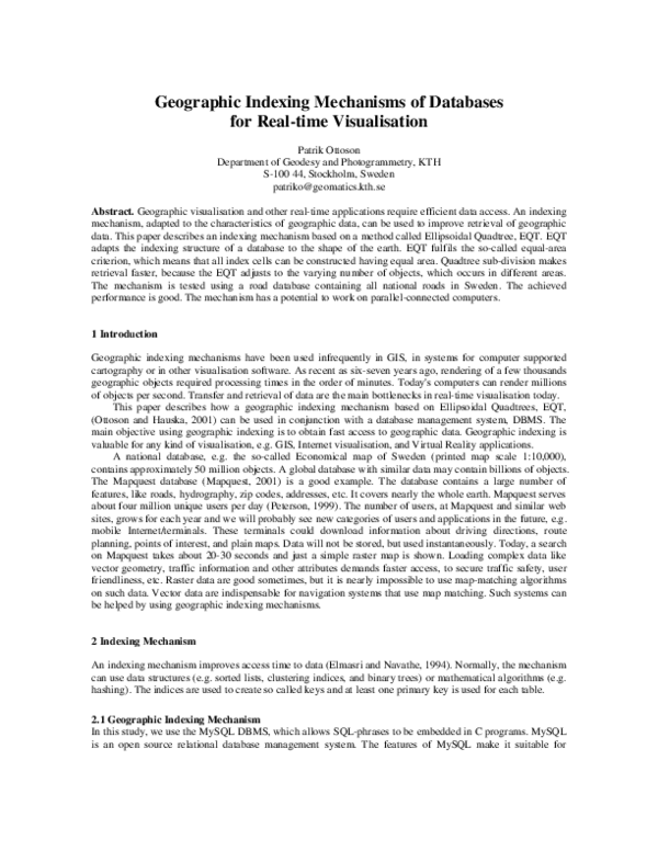 (PDF) Geographic Indexing Mechanisms of Databases for Real-time ...