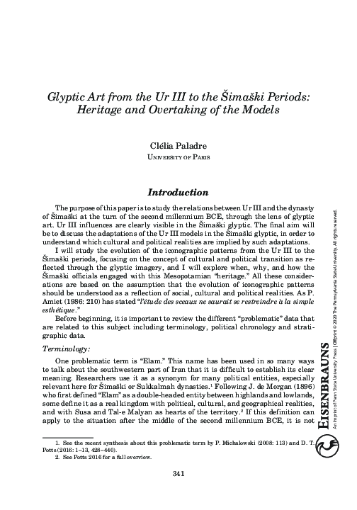 (PDF) Glyptic Art from Ur III to Simashki Periods : heritage and Overtaking of the Models