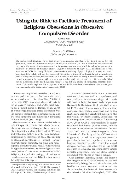 (PDF) Using the Bible to Facilitate Treatment of Religious Obsessions ...