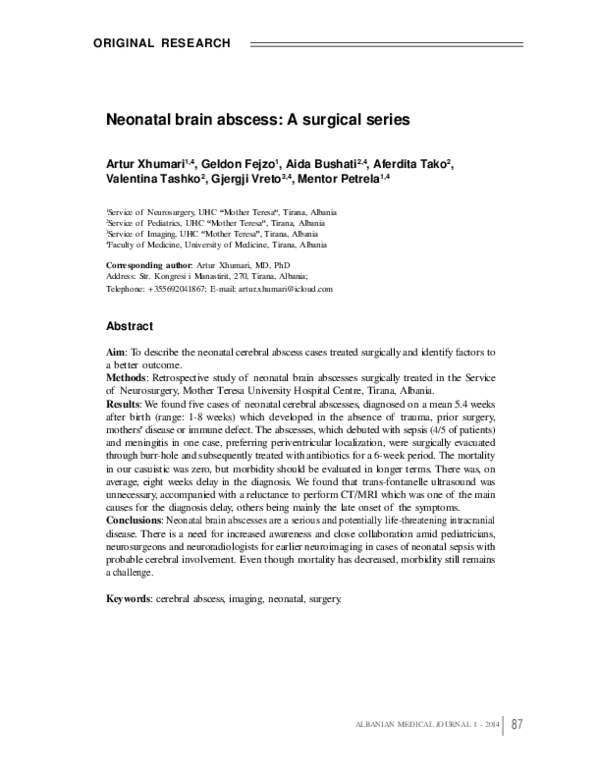 (PDF) Neonatal brain abscess : A surgical series