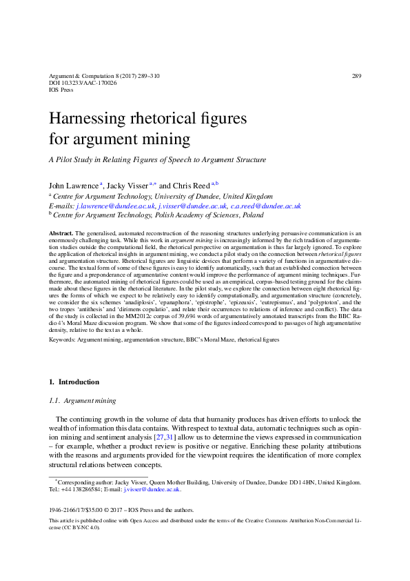 (PDF) Harnessing rhetorical figures for argument mining