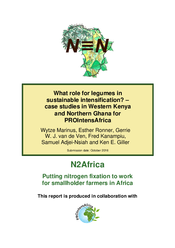 (PDF) What role for legumes in sustainable intensification? – case ...