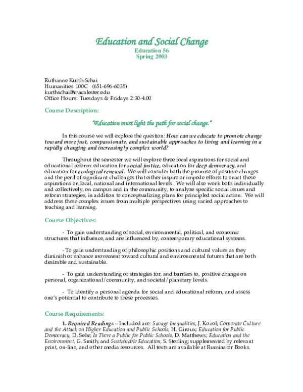 (PDF) Education and Social Change