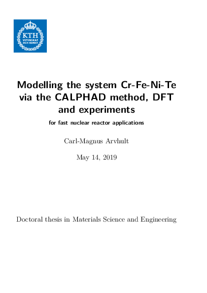 (PDF) Modelling the system Cr-Fe-Ni-Te via the CALPHAD method, DFT and ...