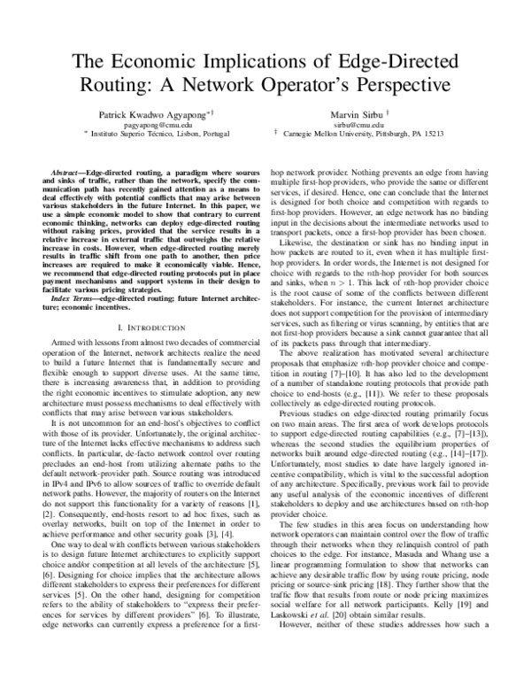 (PDF) The Economic Implications of Edge-Directed Routing: A Network ...
