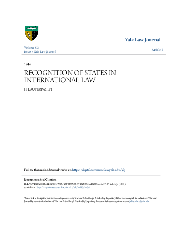 (PDF) Recognition of States in International Law