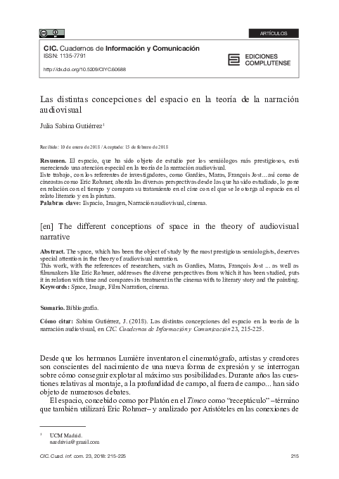 (PDF) Teoría de la narración audiovisual