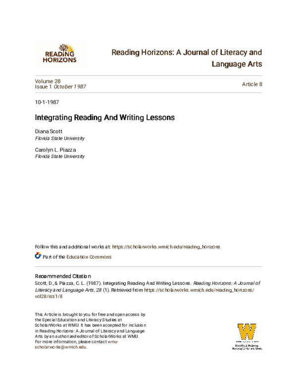 (PDF) Integrating Reading And Writing Lessons