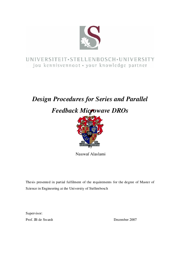 (PDF) Design Procedures for Series and Parallel Feedback Microwave DROs